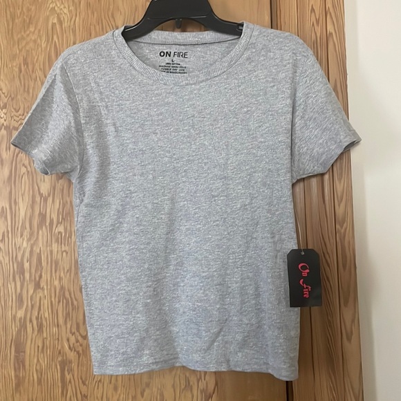 On Fire | Tops | On Fire Ribbed Gray Tshirt 0 Cotton Size M See ...